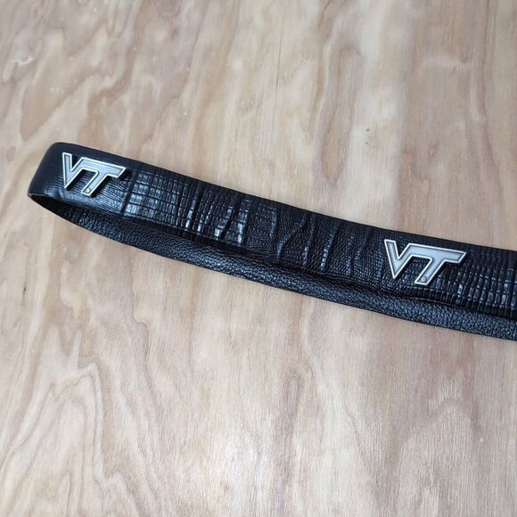 Accessories | Mens Vtg Leather Virginia Tech Croc Embossed Belt With ...